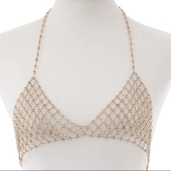Intimates & Sleepwear | Gold Jeweled Chain Bra Bralette | Poshmark